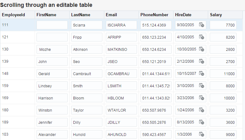 Navigating through an ADF editable table with arrow keys - AMIS ...