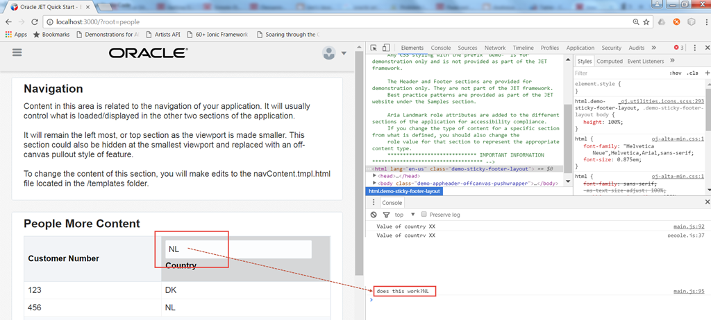 Oracle JET - Refer to ViewModel from HeaderTemplate in ojTable - and easier debugging of ...