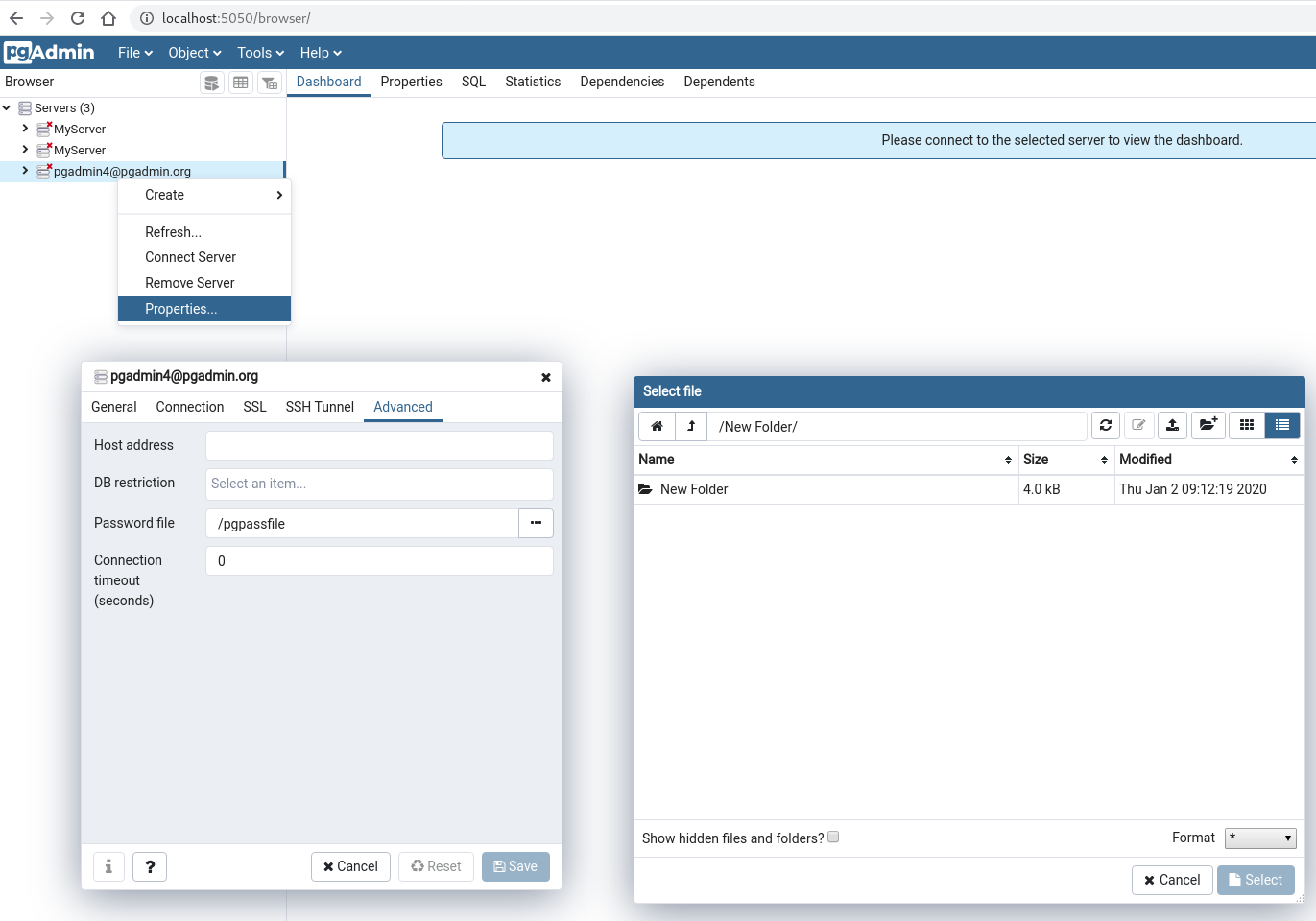 pgAdmin in Docker: Provisioning connections and passwords