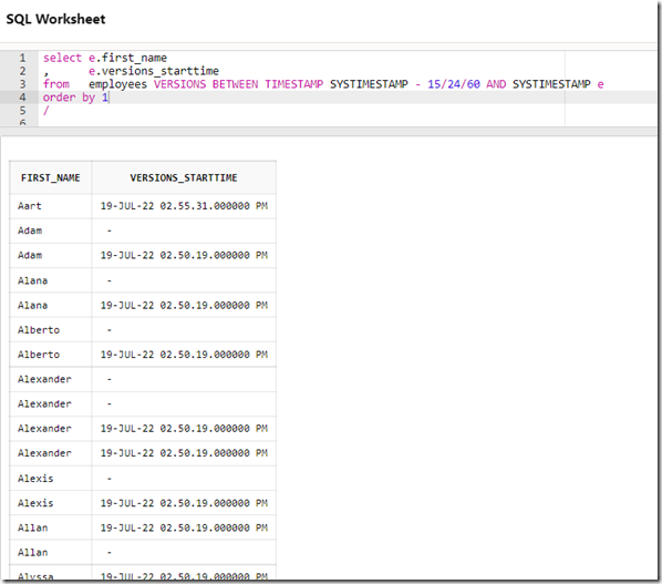 Pseudo Change Timestamp Finding Recently Changed Table Rows Using Flashback Version Query To 