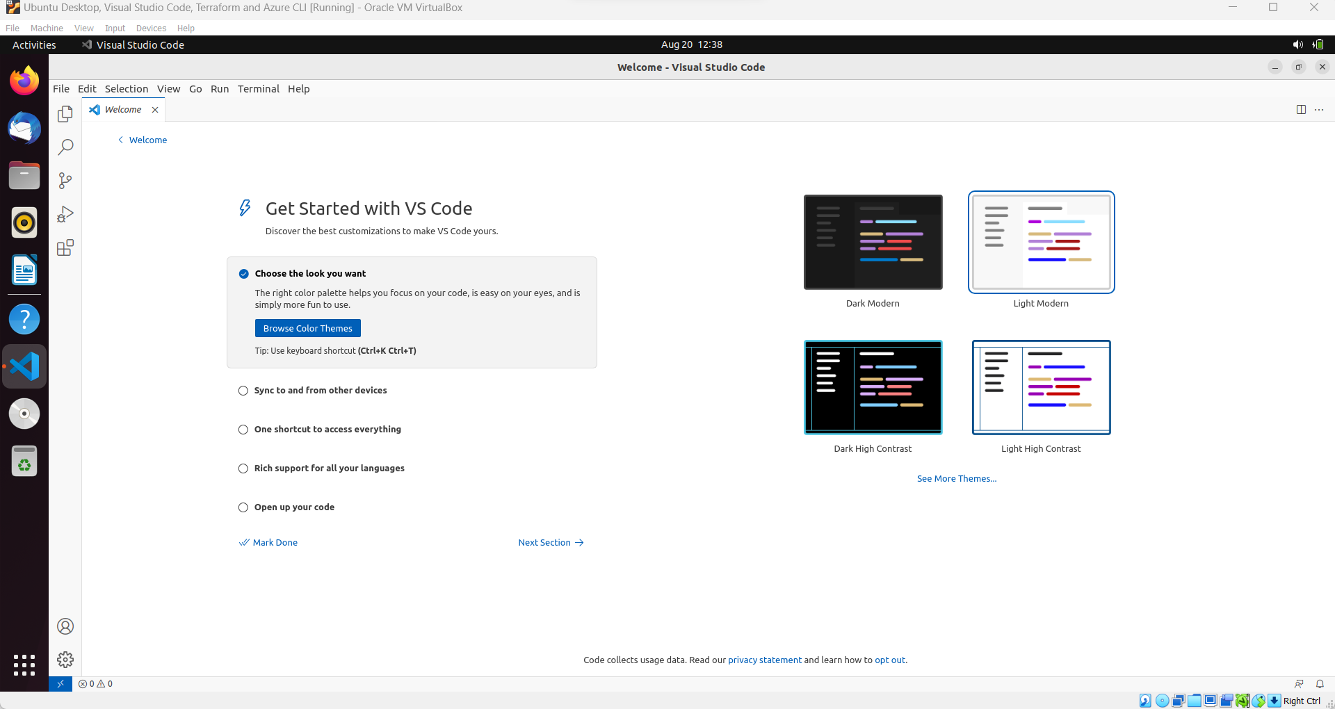 Installing Ubuntu Desktop 22.04 LTS, Visual Studio Code, Terraform and Azure Command-Line ...