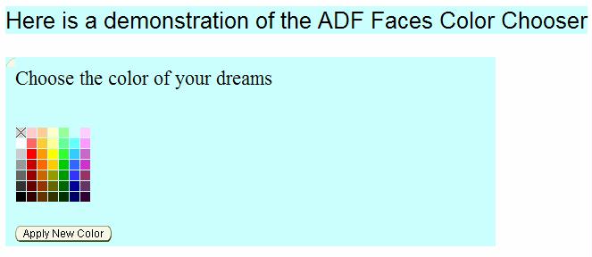 Example of using the ADF Faces ChooseColor component with a ...
