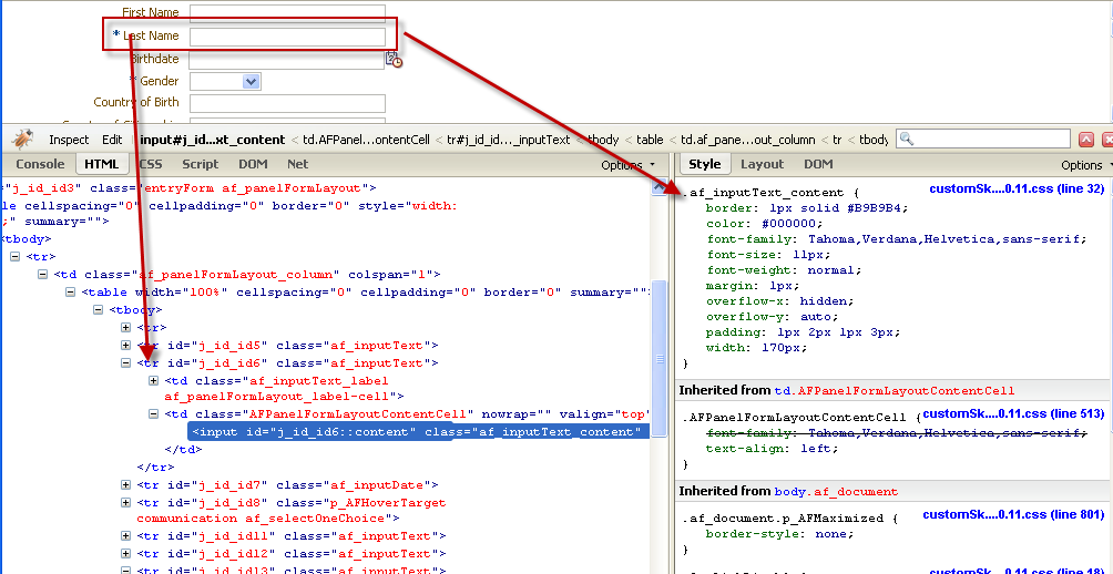 Using ADF Faces 11g Skinning for setting the styles of specific ...