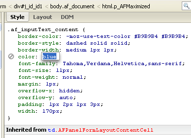 Using ADF Faces 11g Skinning for setting the styles of specific component instances or groups of ...